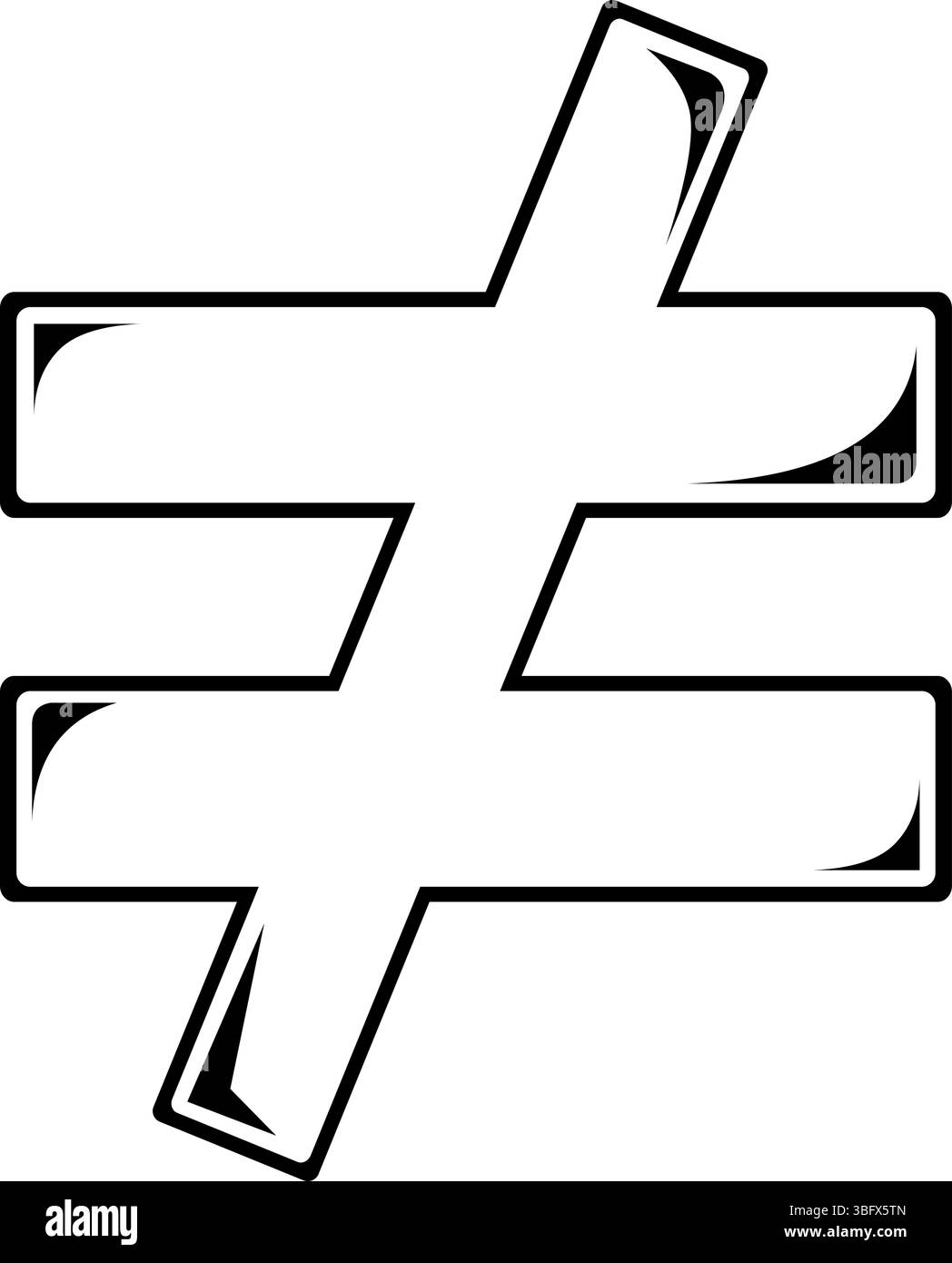 vector illustration drawing black and white inequality symbol concept ...