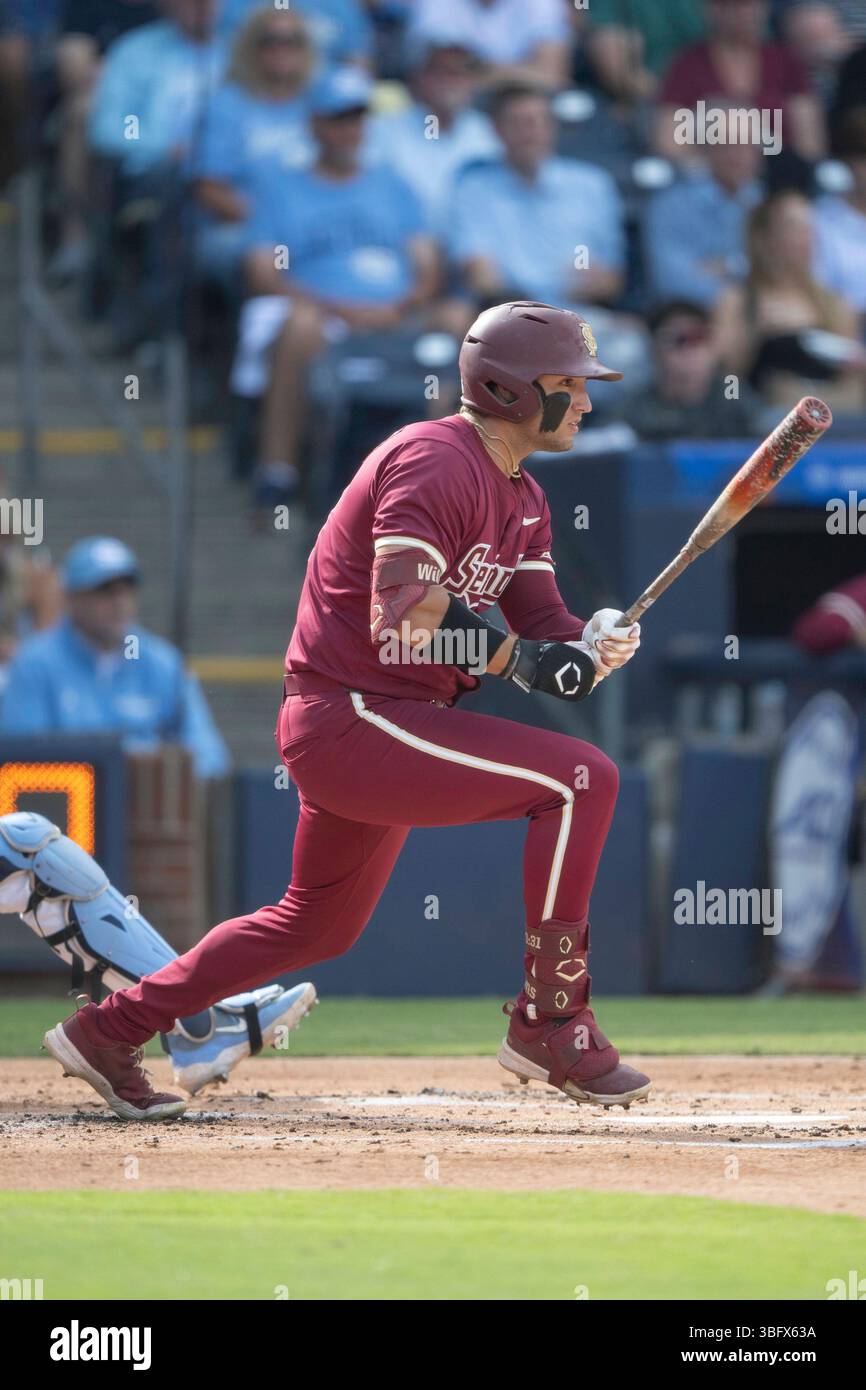 Max Williams (18) of the Florida State Seminoles at bat in a game ...