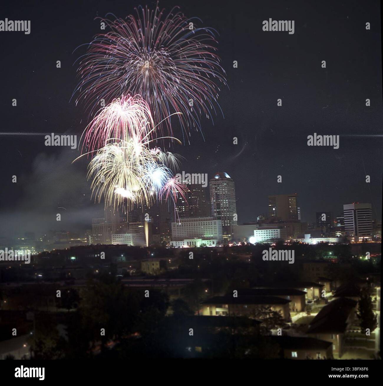This early 1990s photograph depicts the Red, White and Boom fireworks ...