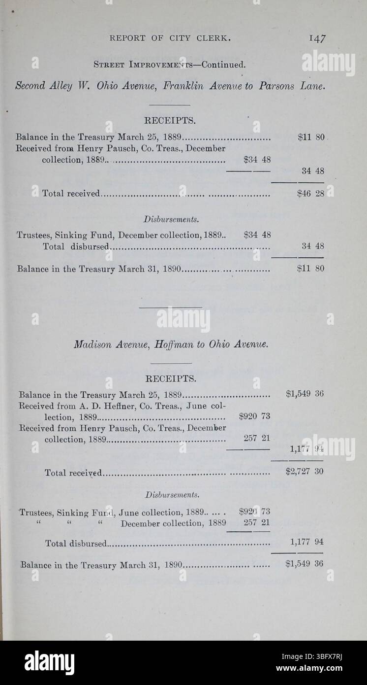 Final section of the 1889-90 City of Columbus Annual Report, with a ...