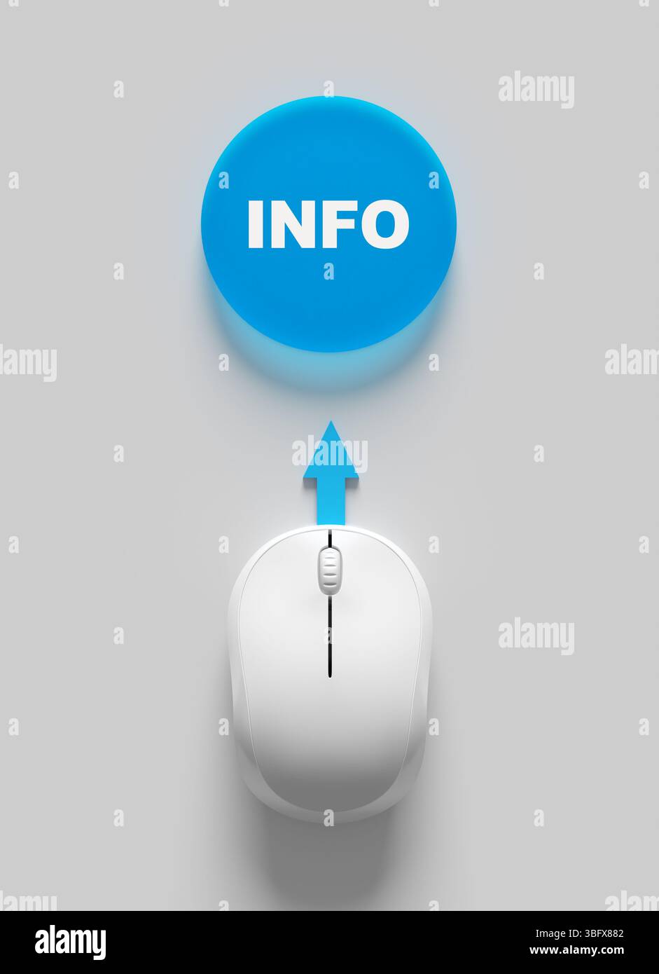 Online information concept. Computer mouse on a white background ...