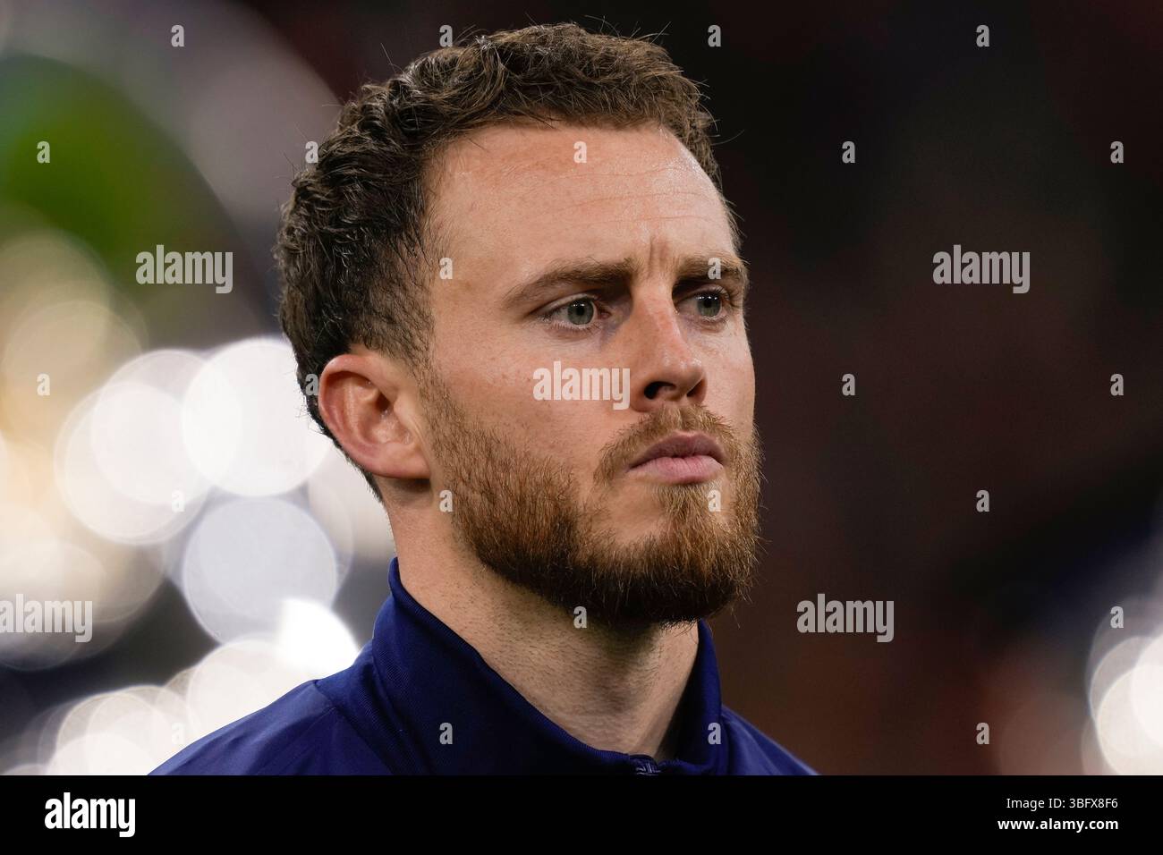 FILE - Netherlands' goalkeeper Mark Flekken during the line-up prior to ...