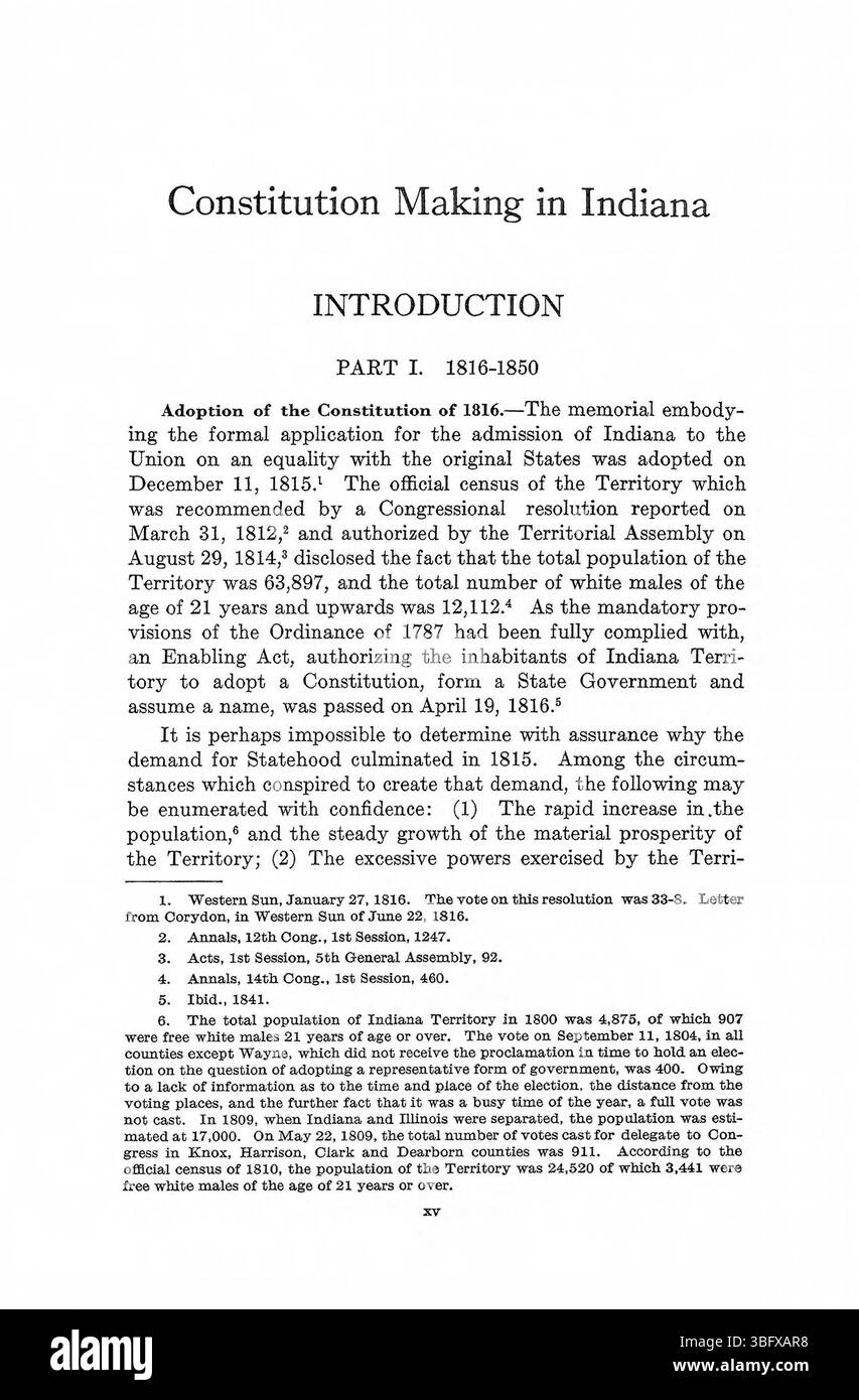Page 15 of *Constitution Making in Indiana* (1971) offers an in-depth ...