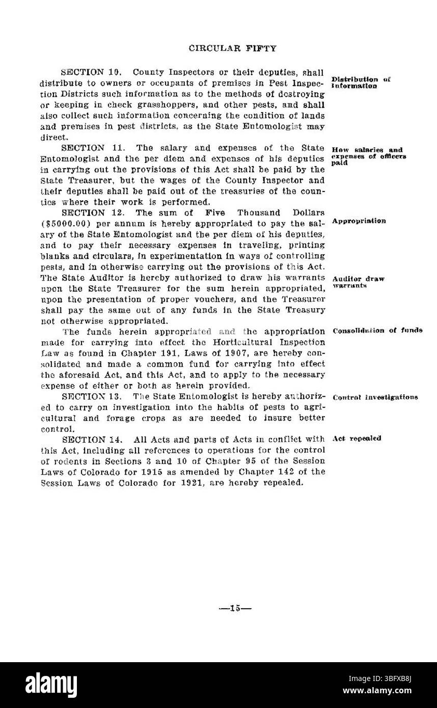 The 1926 Colorado Pest Law provides a framework for the State ...