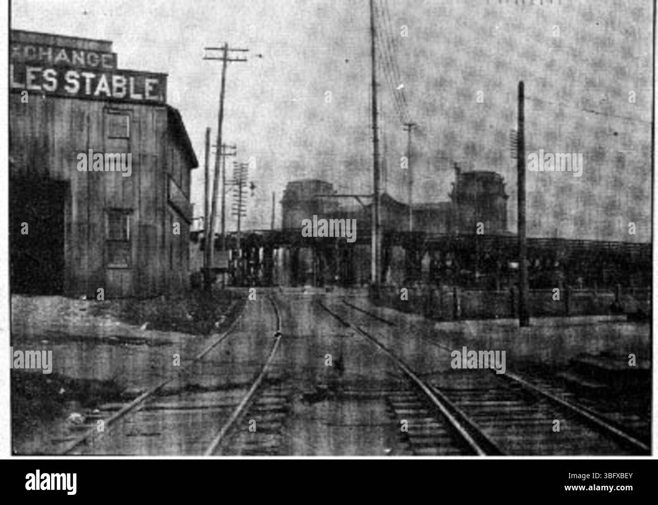 Photograph of the High Street Viaduct, a wooden trestle over train ...