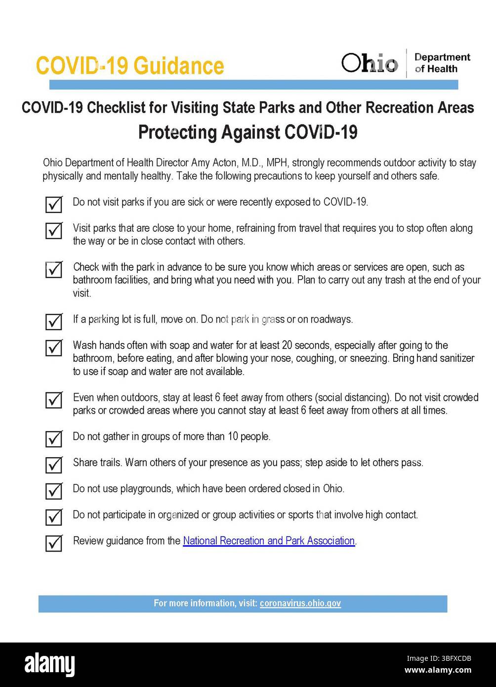 This checklist provides COVID-19 safety guidelines for visitors to ...