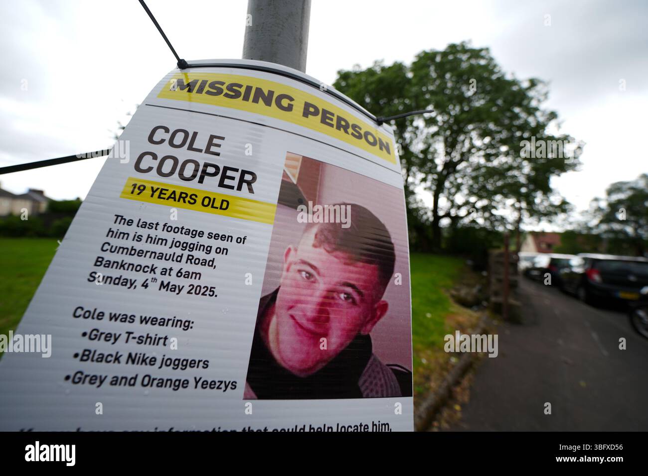 A missing sign in Banknock for 19-year-old Cole Cooper who was last ...