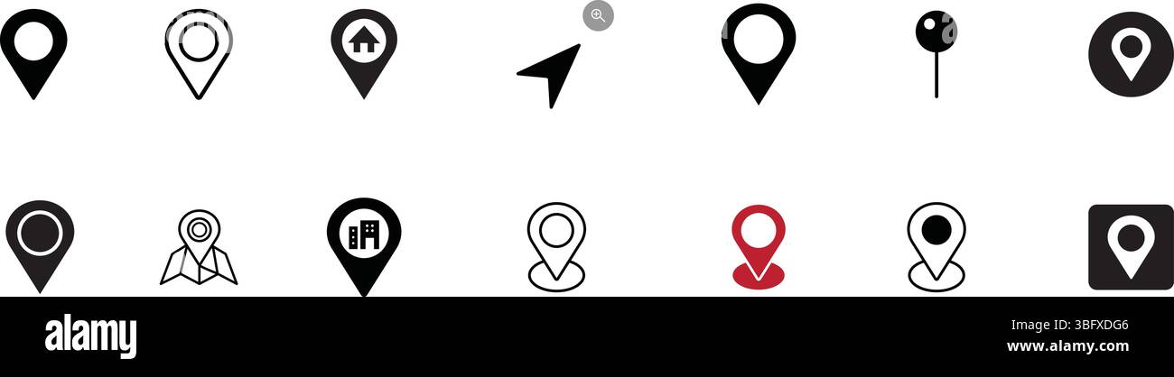 Map Location Pin and Navigation Icon Set for GPS, Travel, and App UI ...
