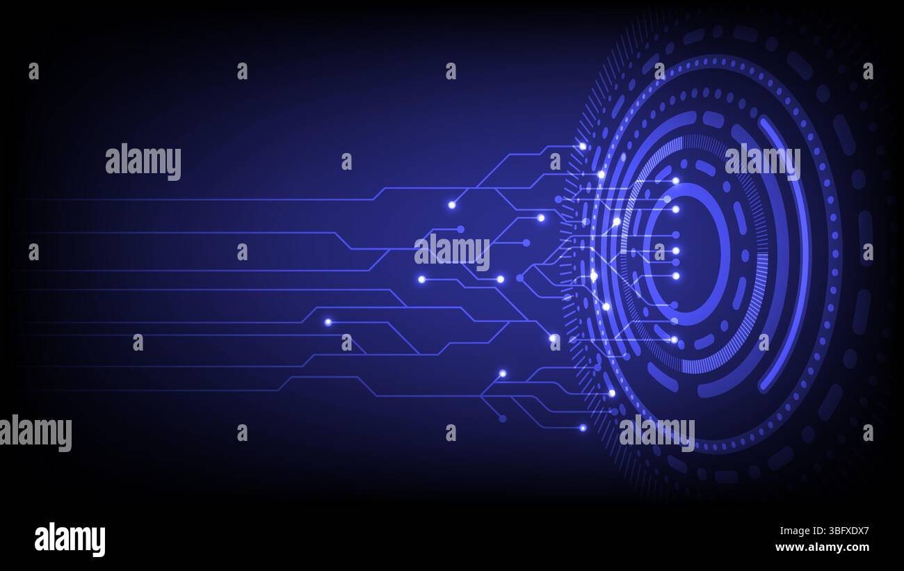 Futuristic technology background featuring glowing blue circuit lines ...
