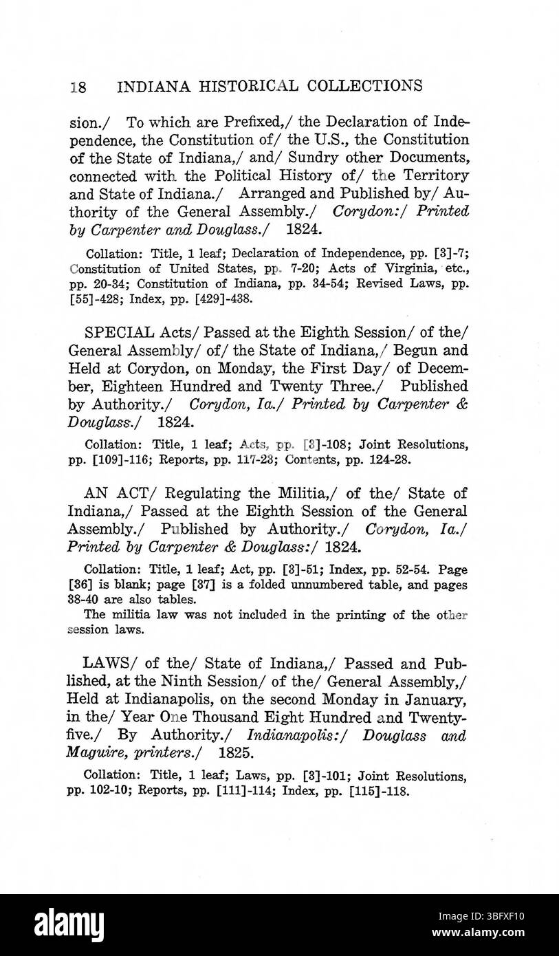 This page from the 1788-1927 Bibliography of the Laws of Indiana offers ...