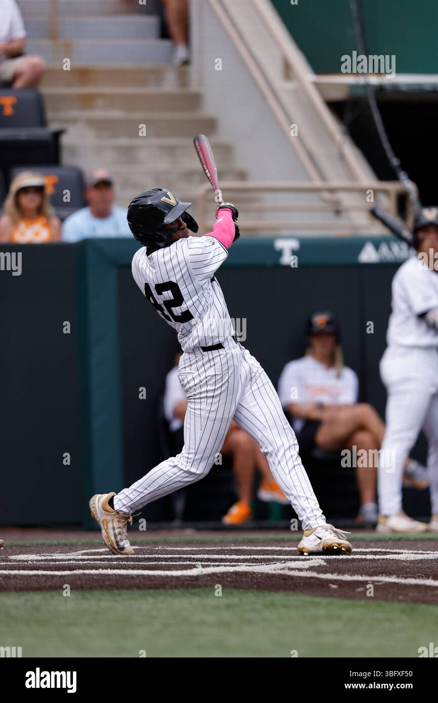 Vanderbilt Commodores center fielder R.J. Austin (42) at bat against ...