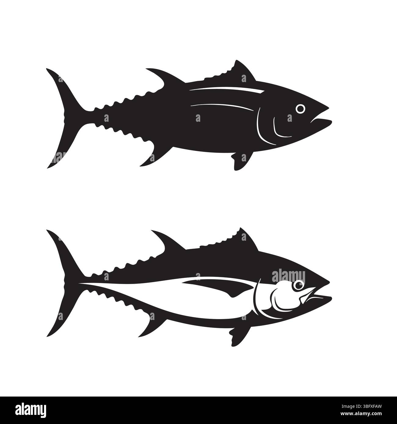 Tuna Fish Silhouette Vector Set for Seafood, Fishing, and Logos Stock ...