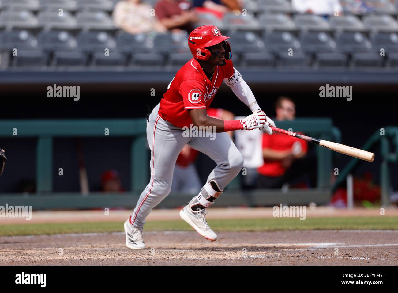 Chattanooga Lookouts center fielder Jay Allen II (14) at bat against ...