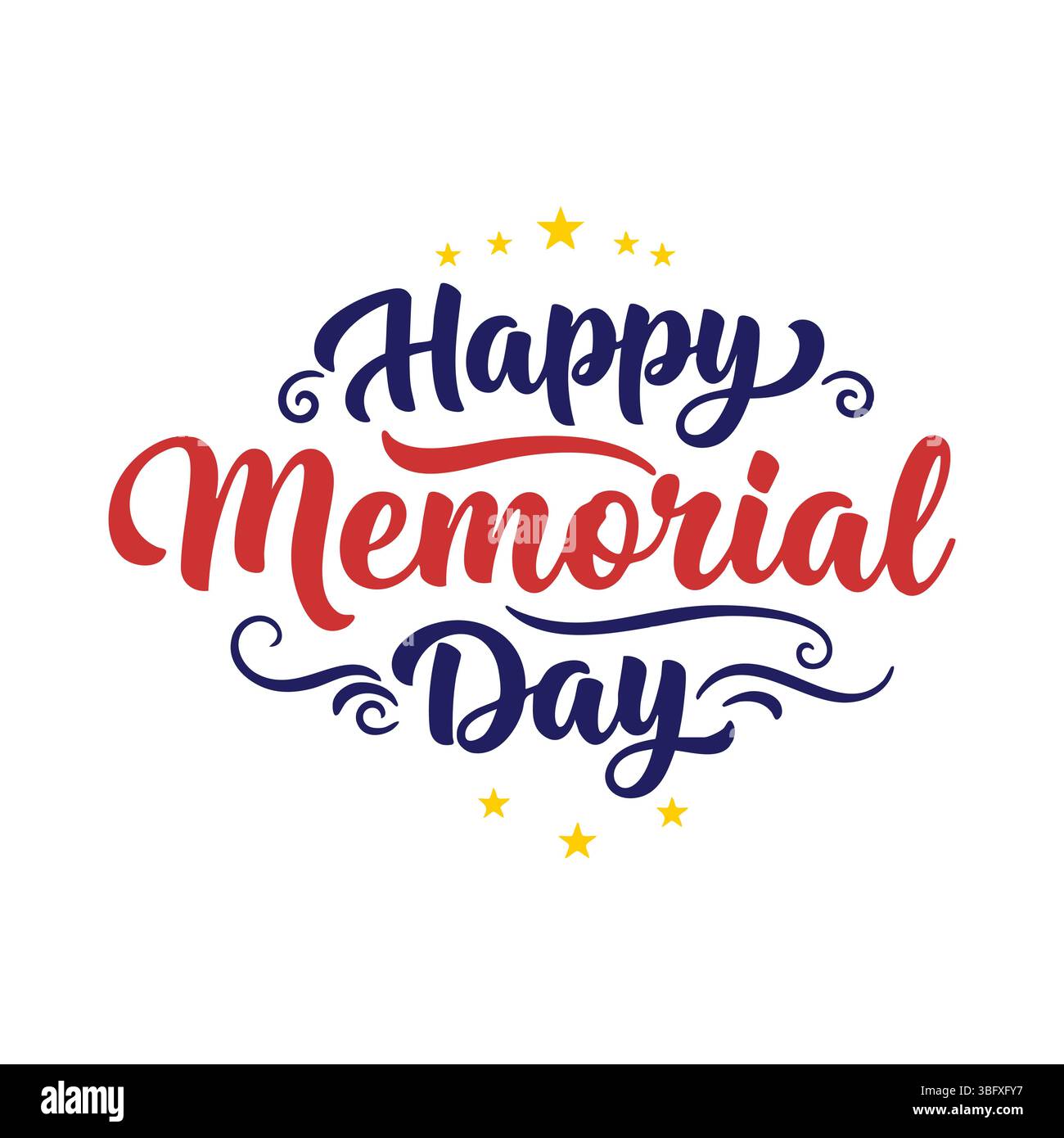 Happy Memorial Day Typography Design with Stars and Patriotic Colors ...
