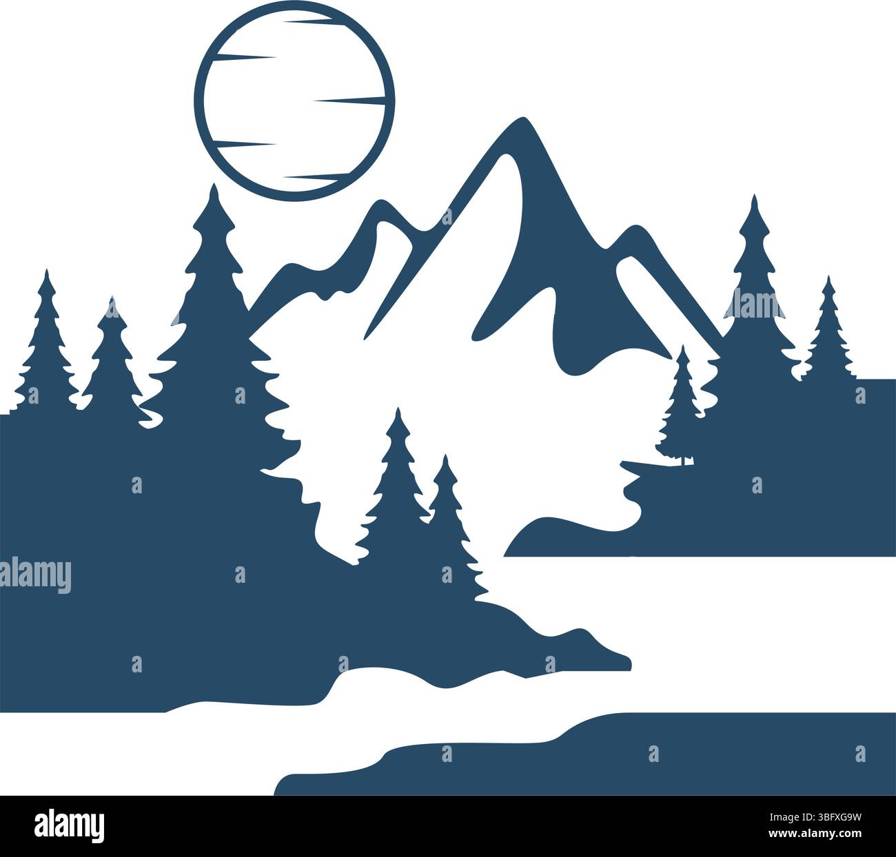 Trees mountain reflection Cut Out Stock Images & Pictures - Alamy