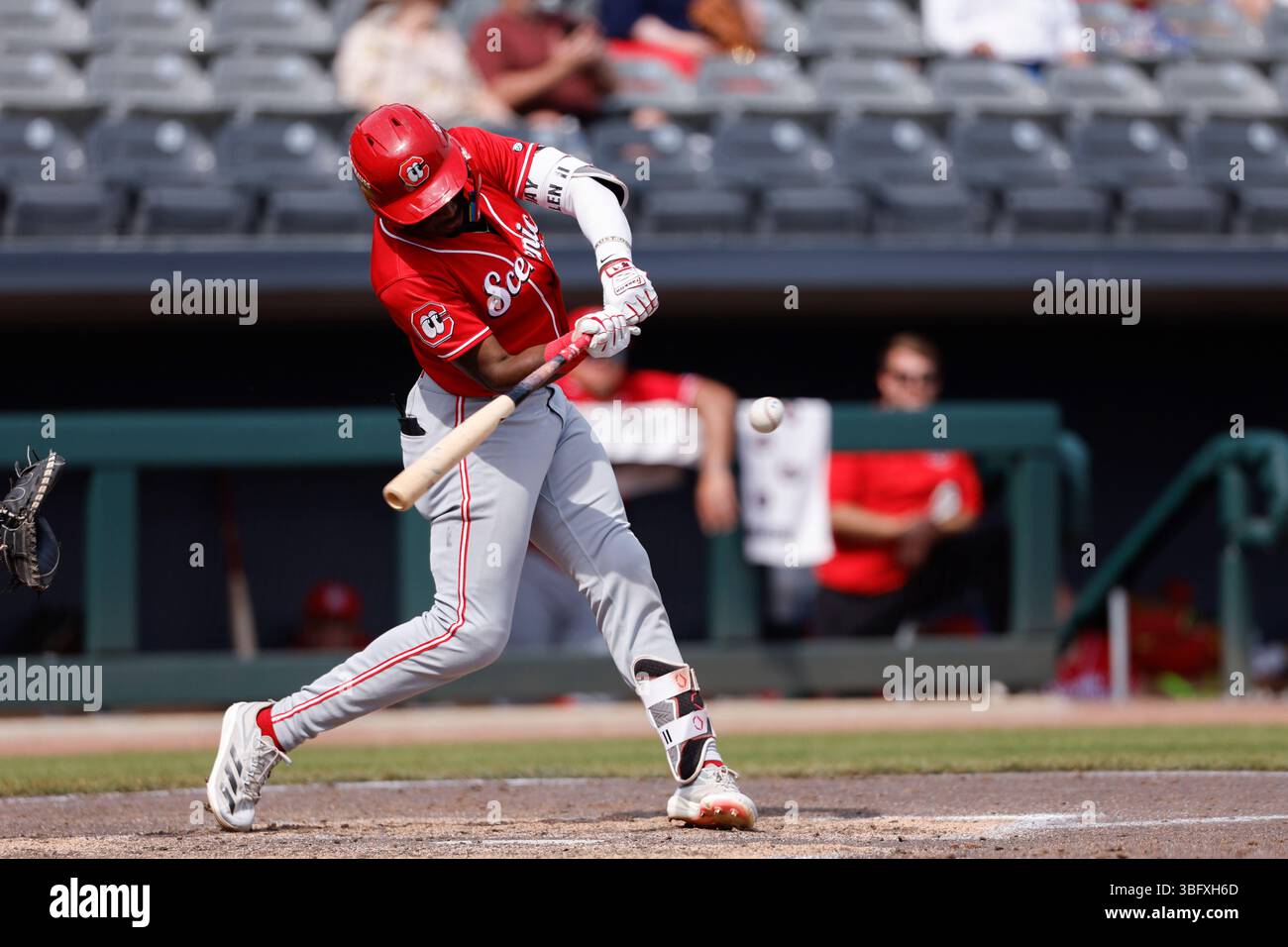 Chattanooga Lookouts center fielder Jay Allen II (14) at bat against ...