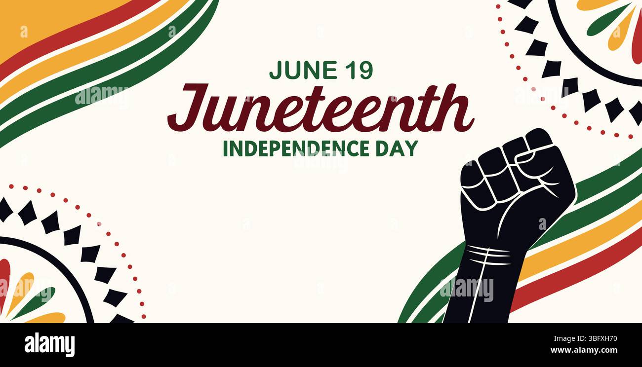 Celebrate Juneteenth Independence Day with vibrant colors and a raised ...