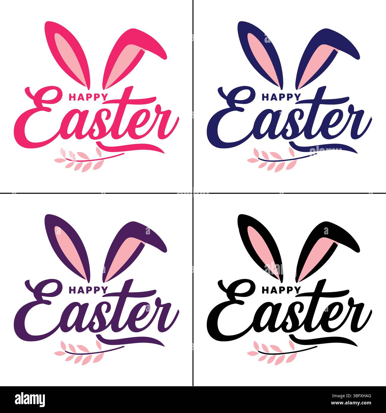 Happy Easter, vector symbols, logo, badges and lettering design. Easter ...