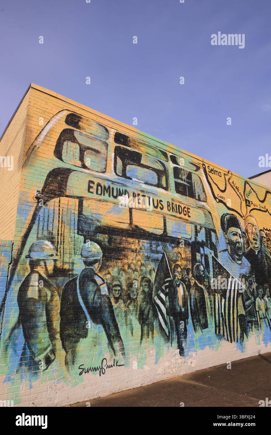 A Mighty Walk from Selma to Montgomery street mural remembering the ...