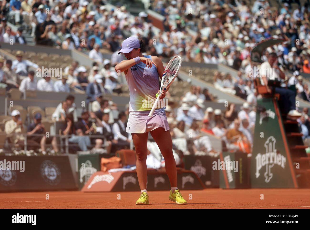 Polish Iga Swiatek plays against Ukrainian Elina Svitolina during their ...