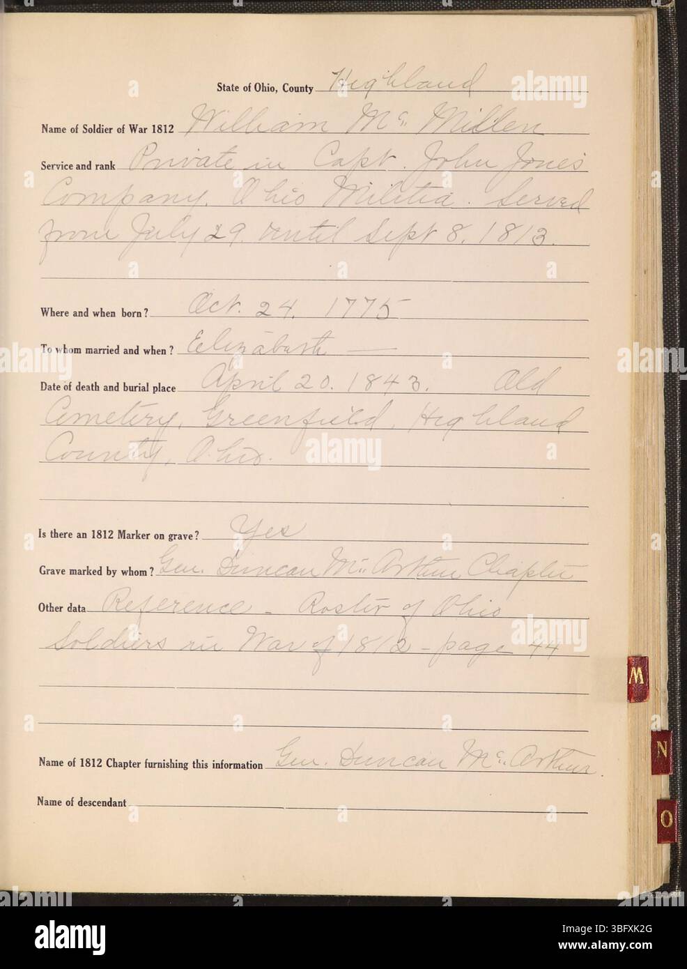 This record identifies the burial places of soldiers from Ohio who ...