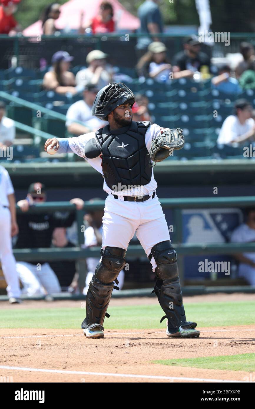 Dario Laverde (21) of the Inland Empire 66ers in the field against the ...