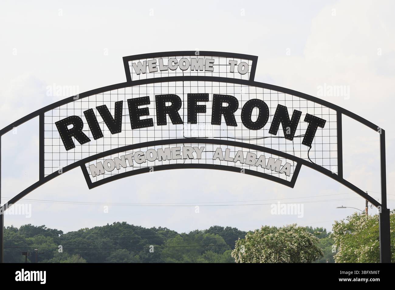 Entrance sign for the Riverfront area in downtown Montgomery, Alabama ...