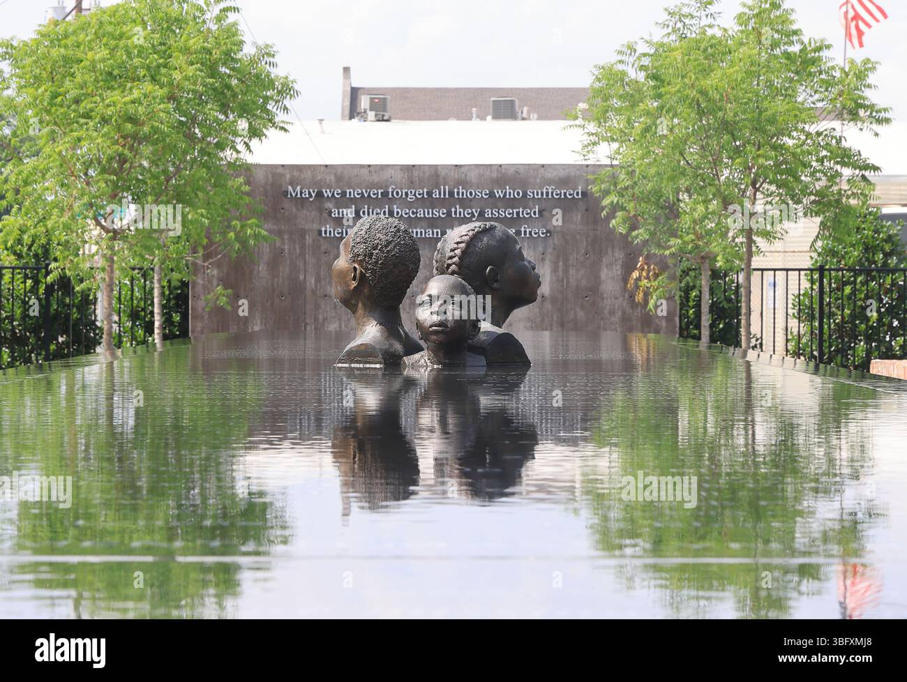 Reconstruction memorial to the victims of mass lynchings outside the ...