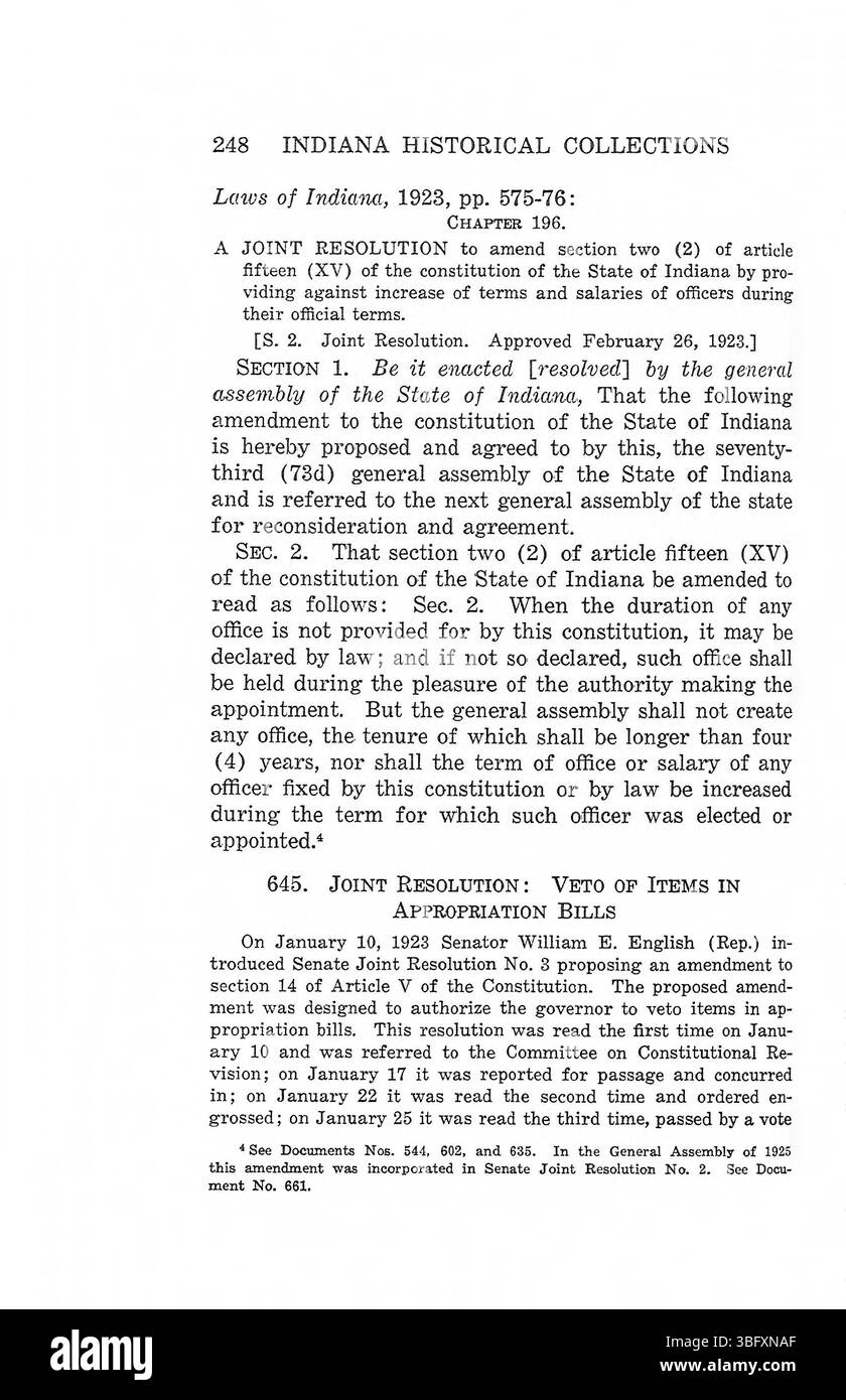 This page of *Constitution Making in Indiana* (Vol. 3) presents the ...
