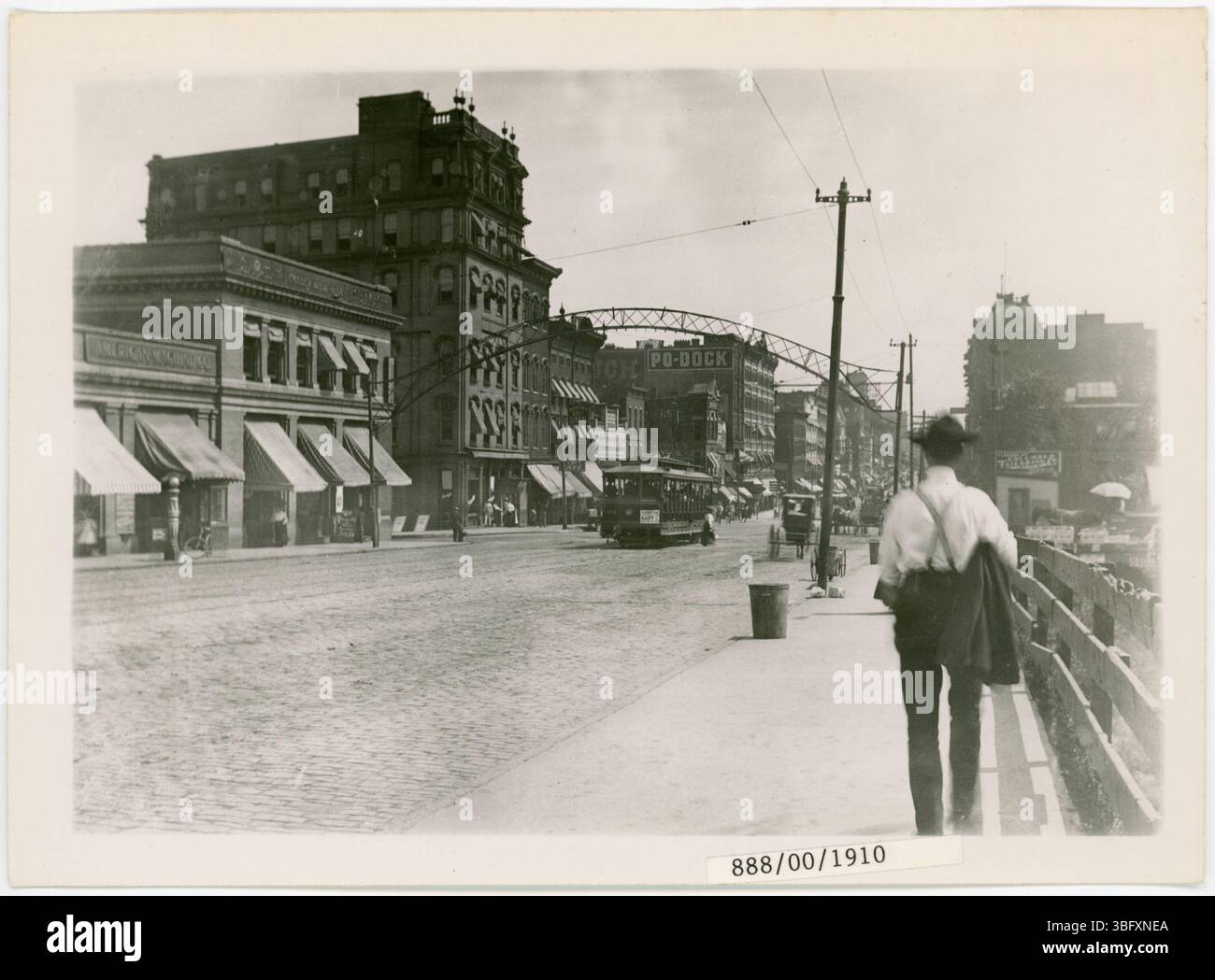 This 1910 photograph shows a view looking south on North High Street ...