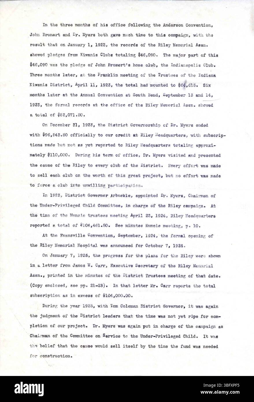 Page five of this 1924 document continues detailing the Indiana Kiwanis ...