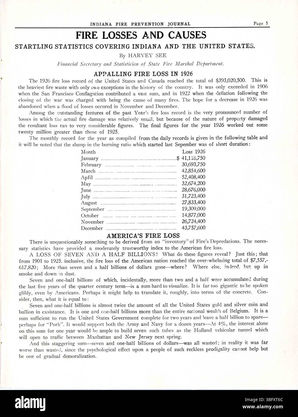 This edition of the Indiana Fire Prevention Journal from 1926-1927 ...