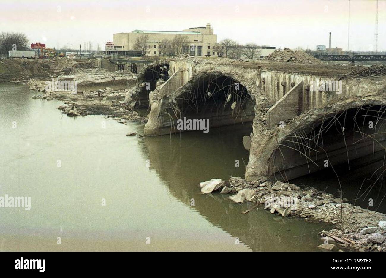 The demolition of the West Broad Street Bridge in Columbus, Ohio ...
