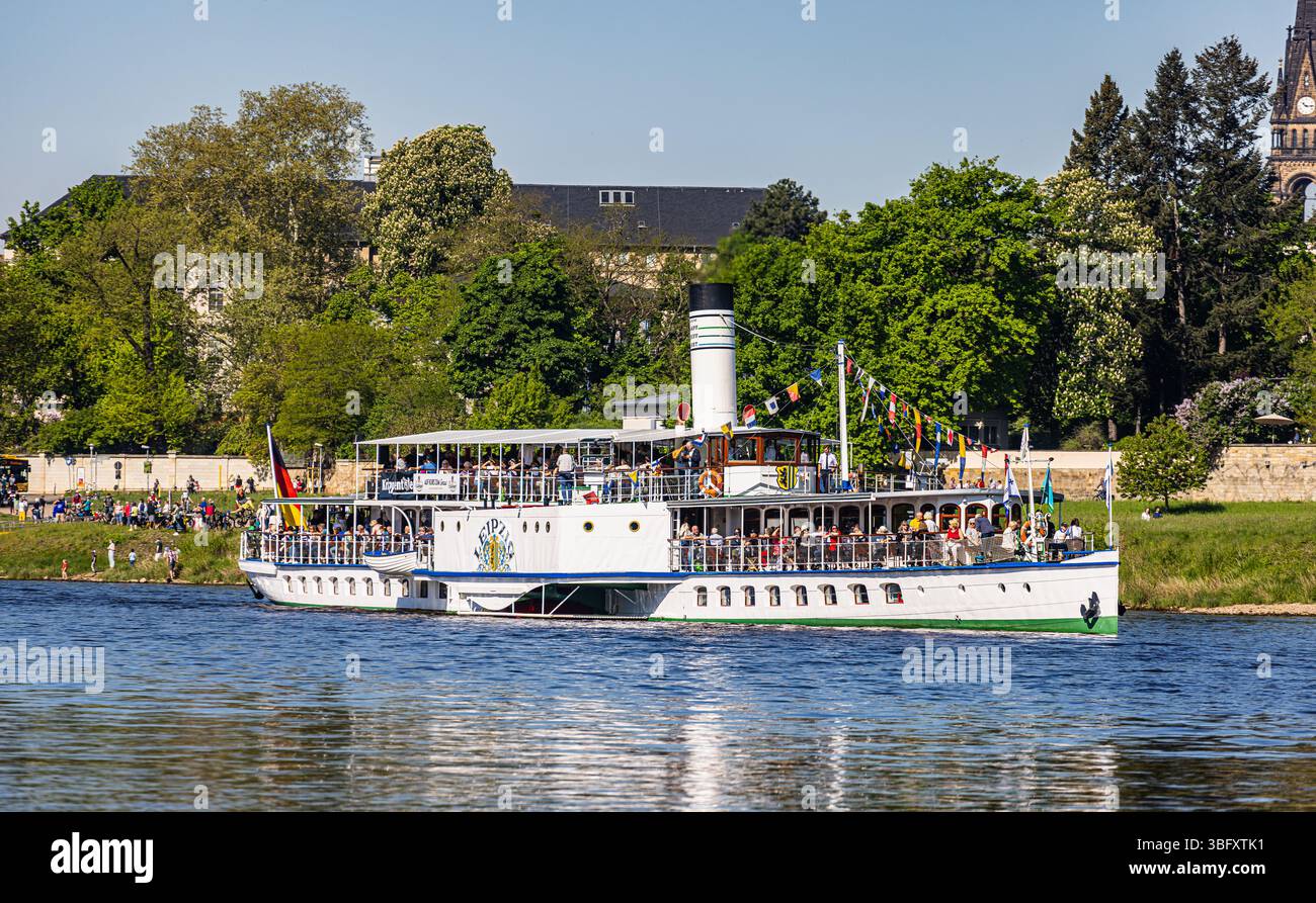 Dresden, Germany, 1st May 2025: The paddle steamer Leipzig at the ...