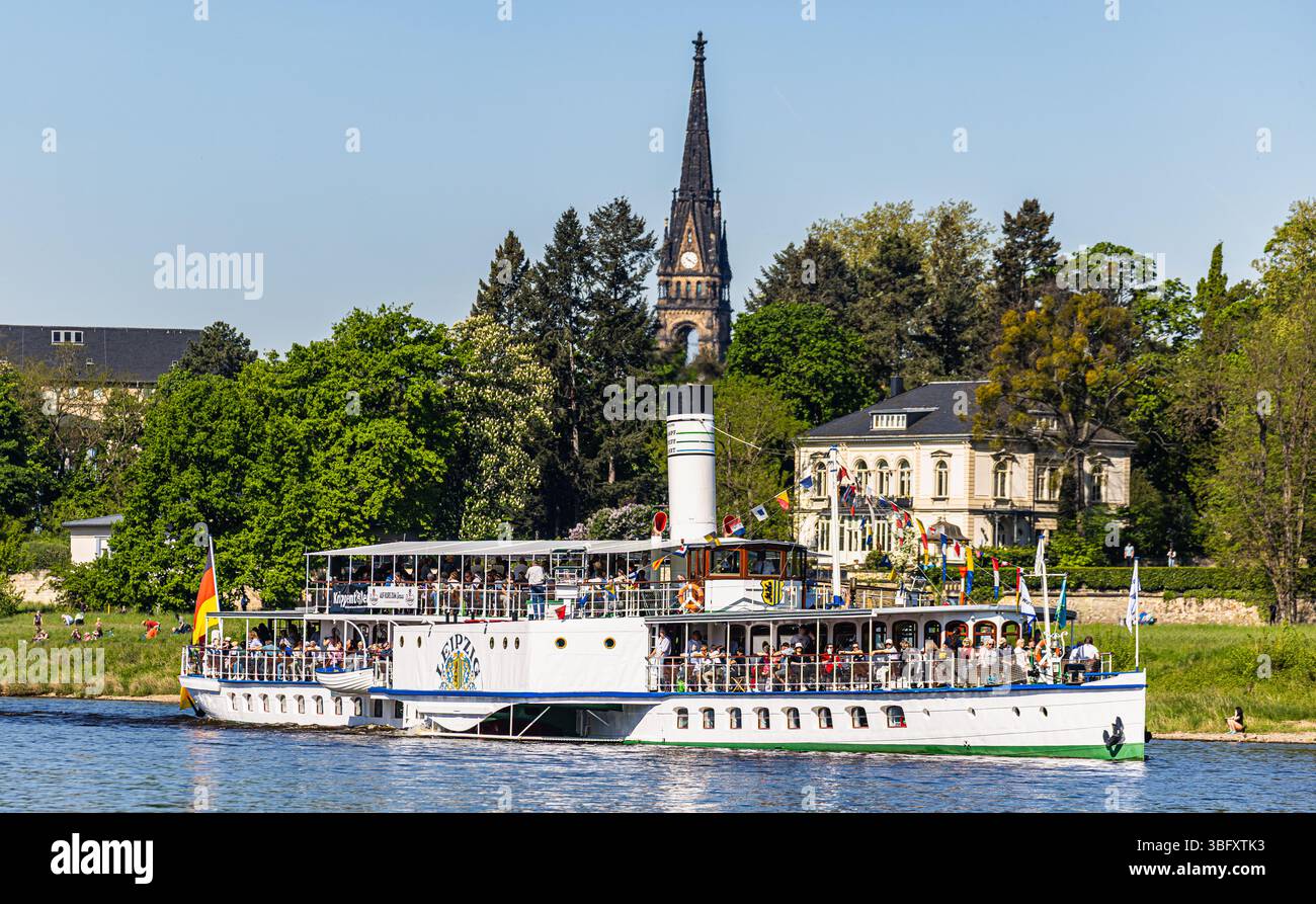 Dresden, Germany, 1st May 2025: The paddle steamer Leipzig at the ...