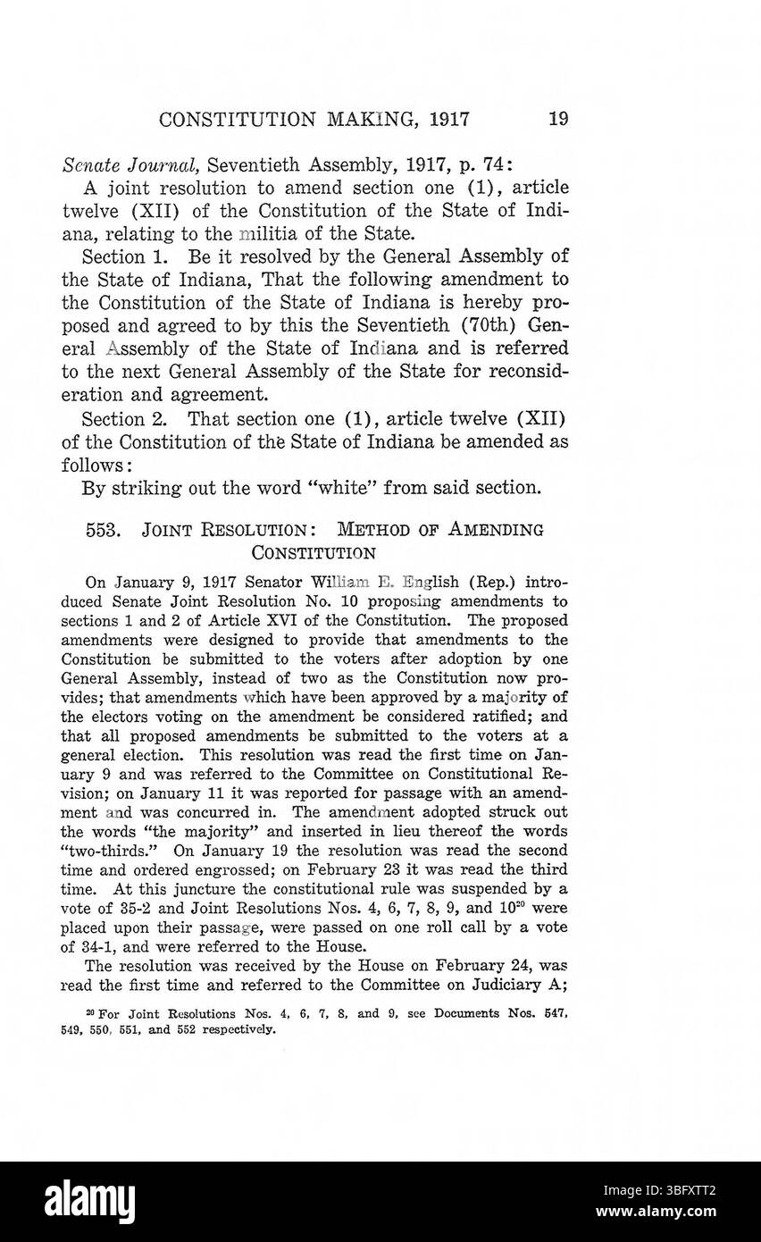 Page 40 of *Constitution making in Indiana* (Vol. 3, 1977) outlines the ...