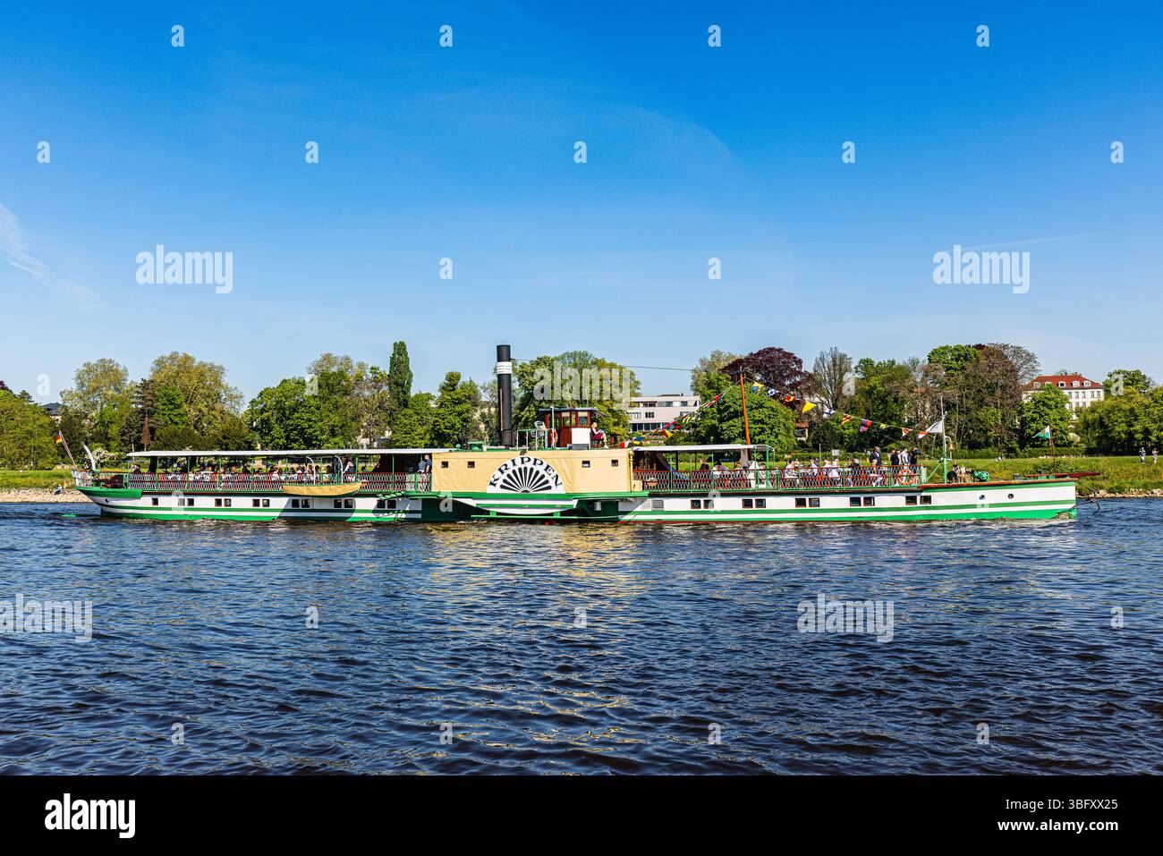 Dresden, Germany, 1st May 2025: The paddle steamer Krippen at the ...