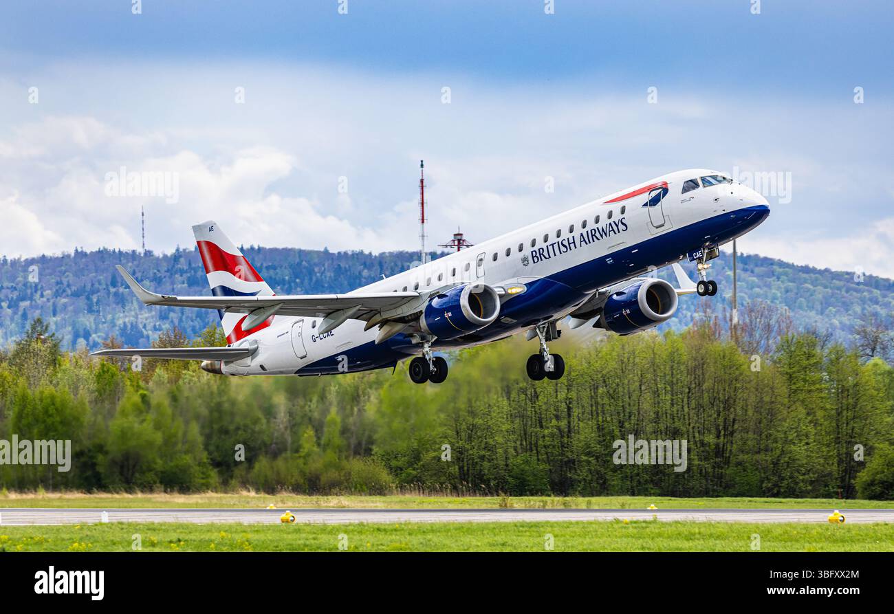 Zurich, Switzerland, 21st April 2025:: An Embraer 190STD of BA ...