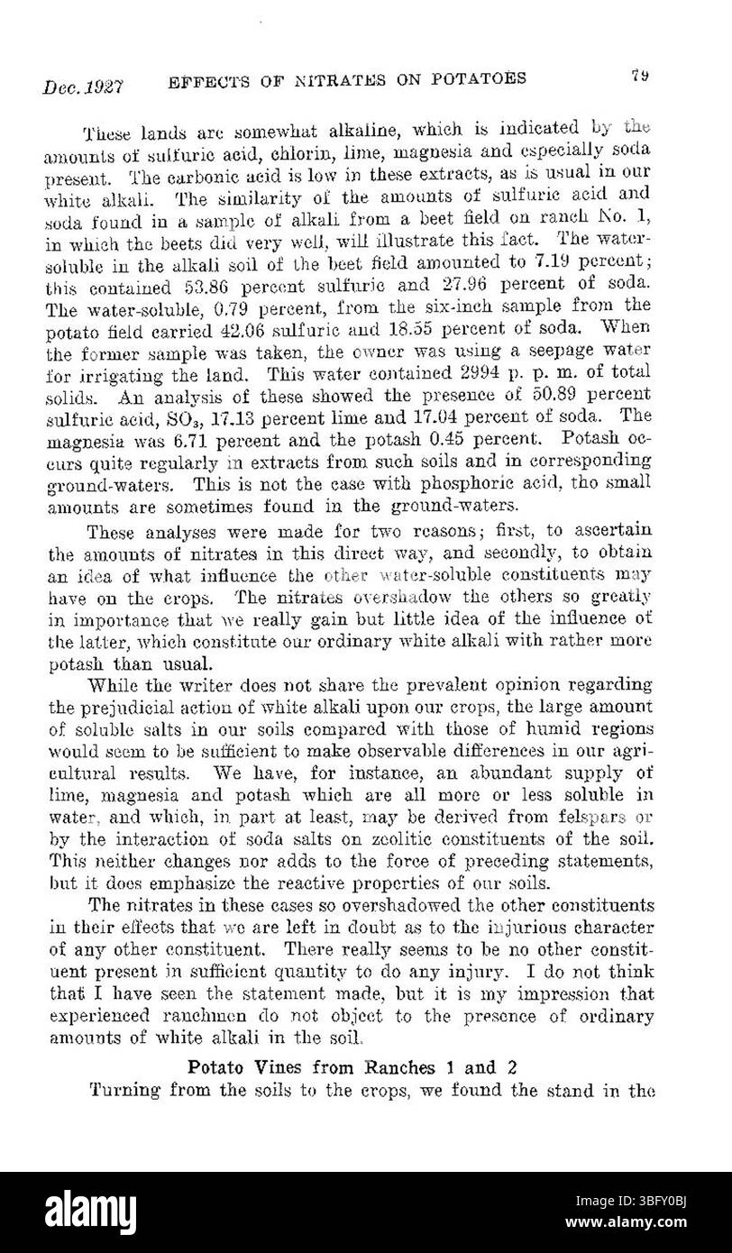 This section analyzes the effects of nitrate exposure on the potato’s ...