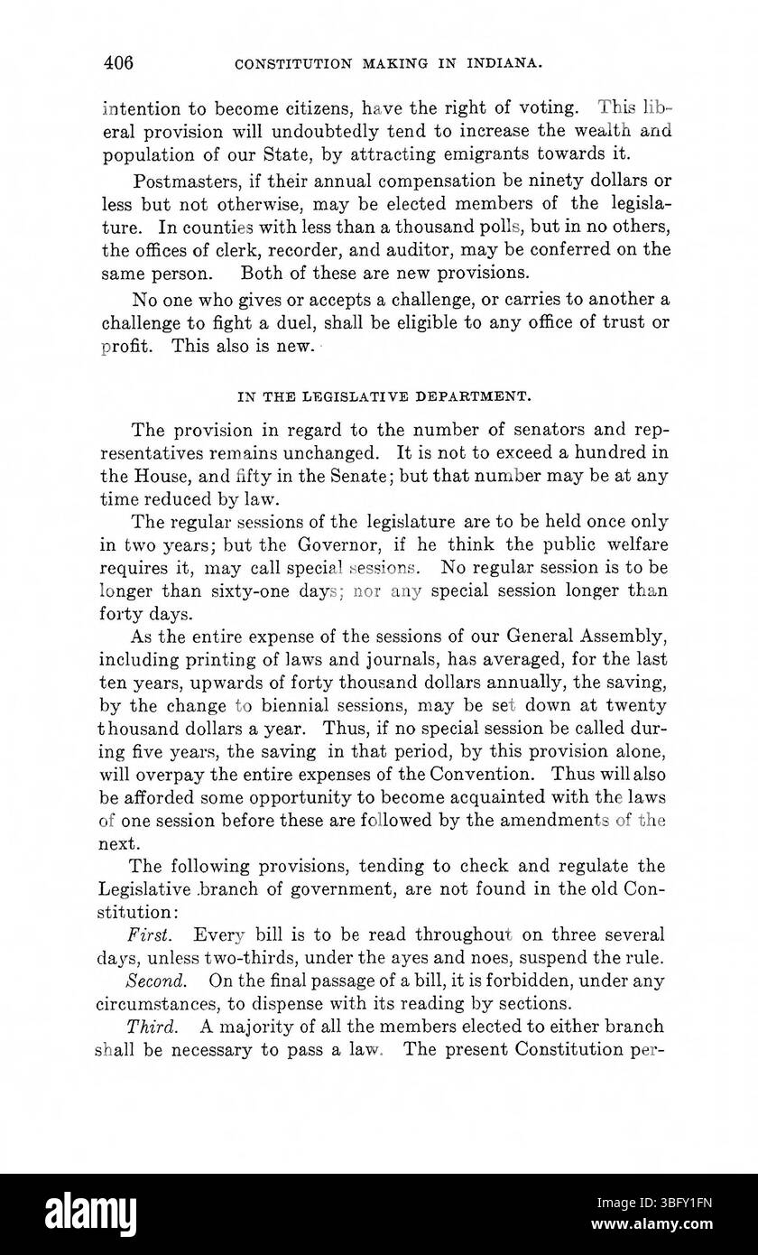 This page in *Constitution Making in Indiana* (1971) details the ...