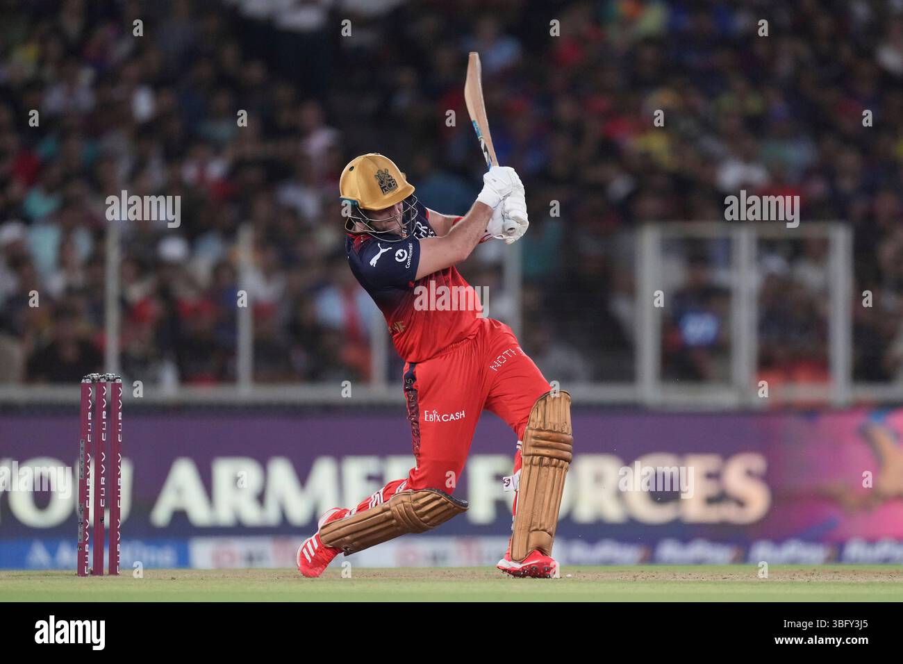 Royal Challengers Bengaluru's Liam Livingstone plays a shot during the ...