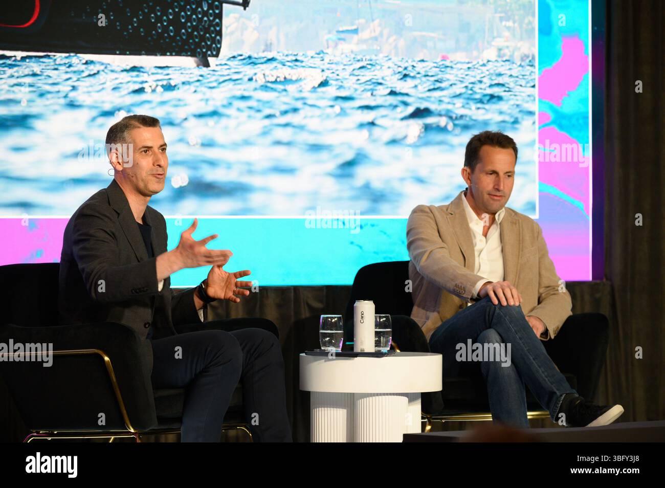 London, England, June 03, 2025. David Garrido and Ben Ainslie talk at ...