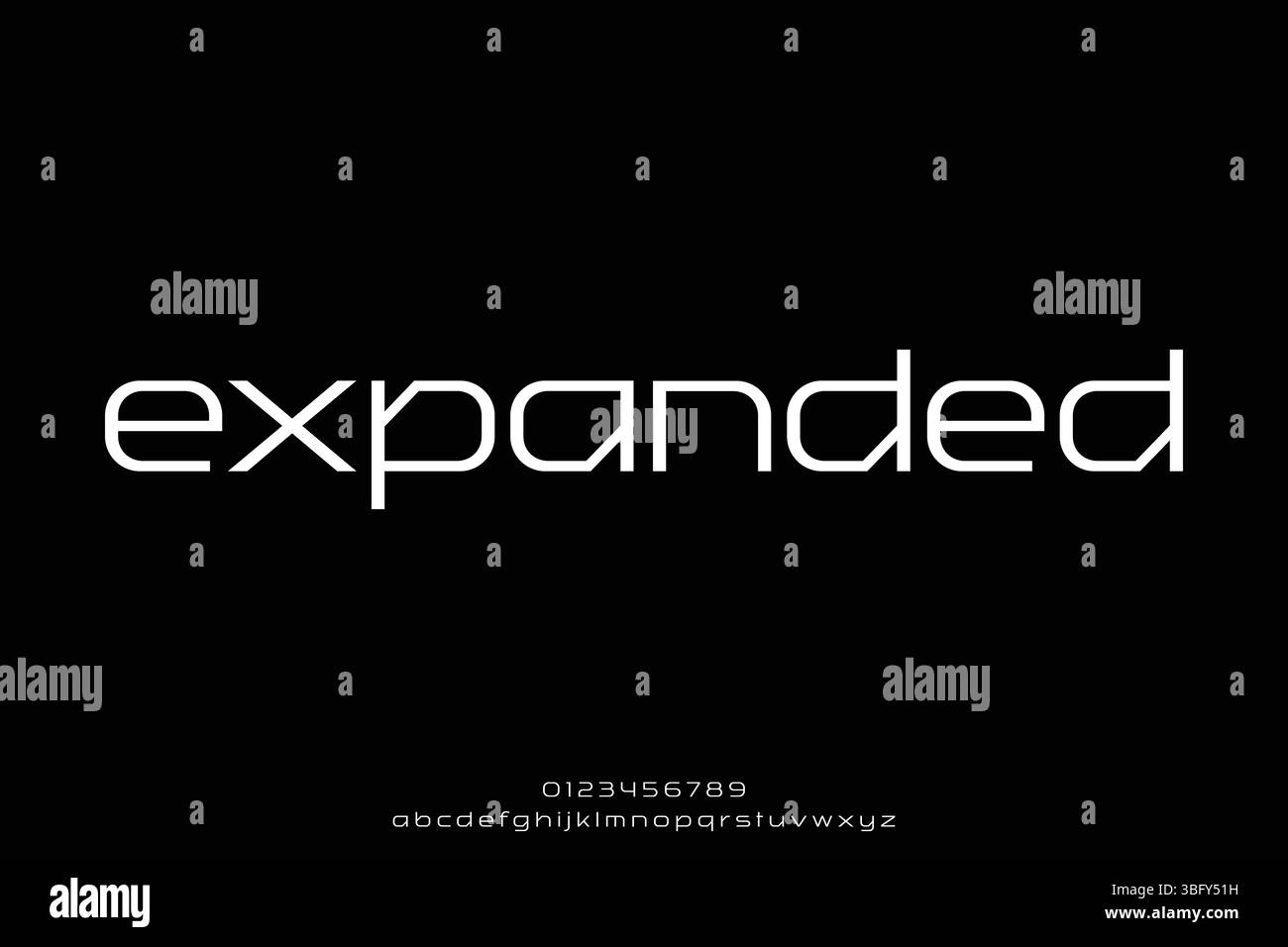 Geometric expanded alphabet display font vector. Futuristic typeface ...