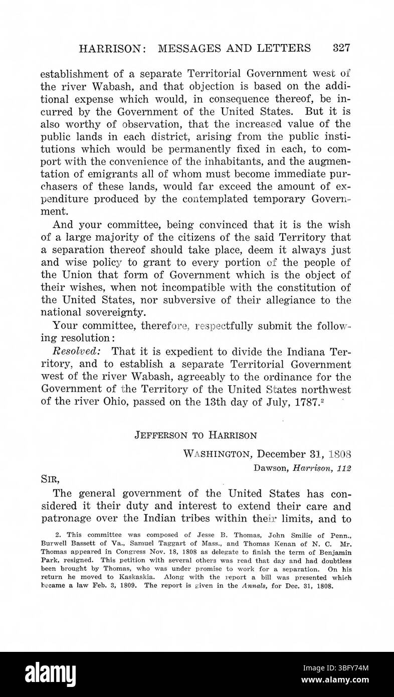 This page from *Messages and Letters of William Henry Harrison ...