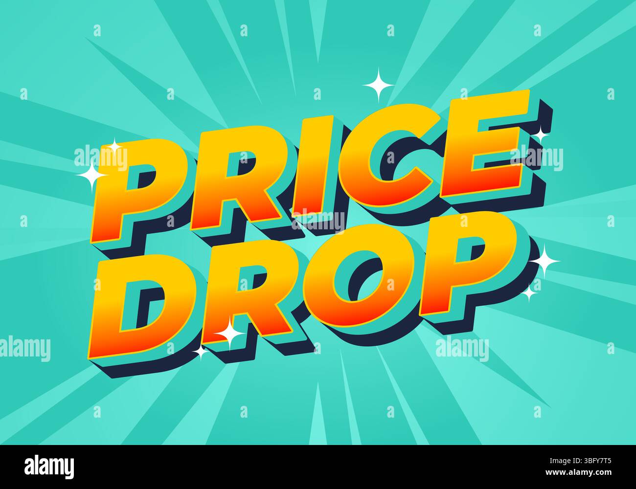 Price drop. Dynamic 3D text effect with glowing highlights and ...