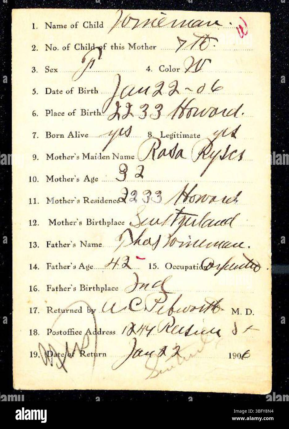 This record from the Marion County Health Department contains birth ...