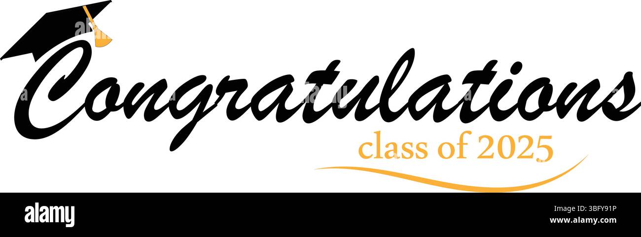 Congratulations Class of 2025 Banner with Graduation Cap Stock Vector ...