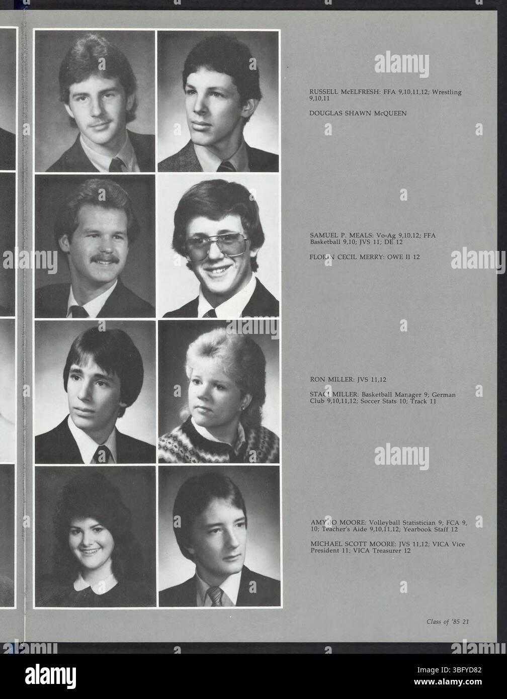 This page of the 1985 *The Image* yearbook highlights significant ...
