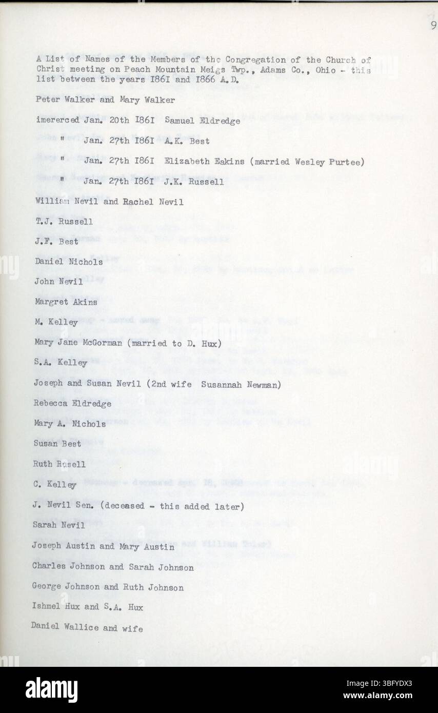 The Peach Mountain Church Records of Adams County, Ohio, span 1840–1895 ...