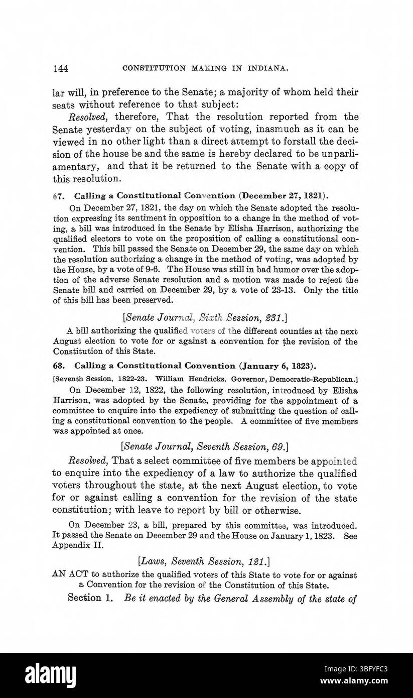 This section of *Constitution Making in Indiana* (1971) explores the ...